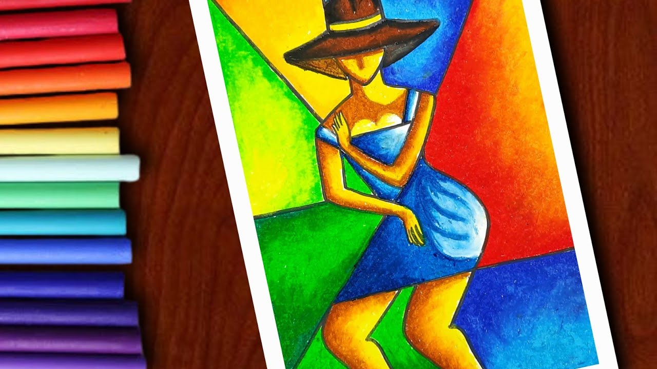 How to draw cubism art with oil pastels | A Girl - YouTube