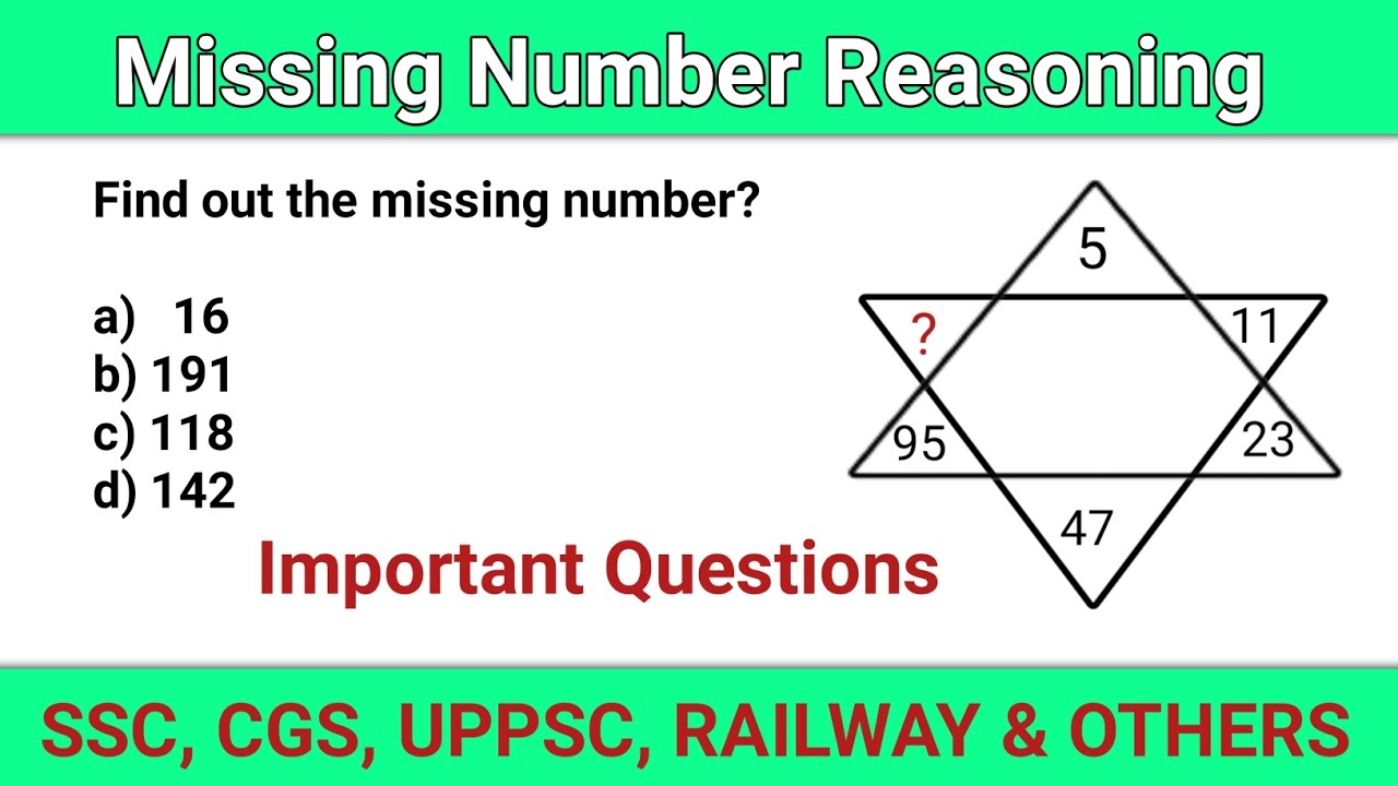 Missing number reasoning | Reasoning Trick | SSC, CGL, UPPSC, RAILWAY ...