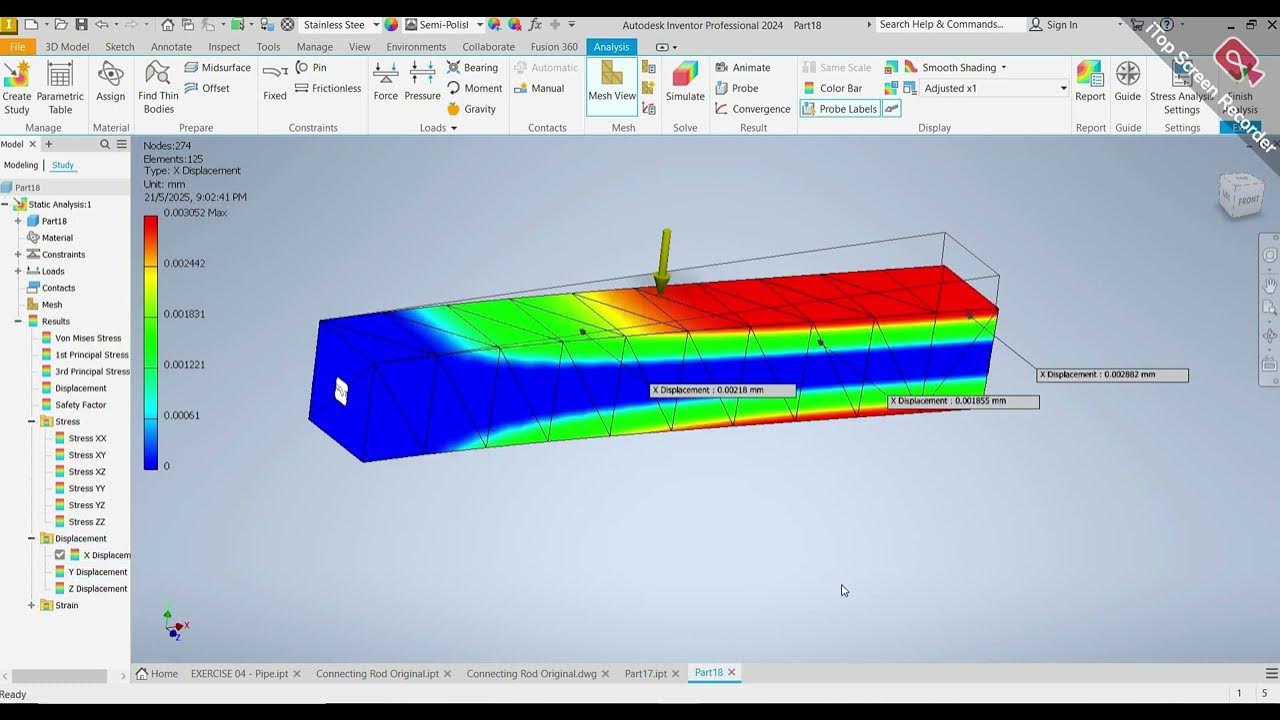 Stress Analysis of a Single Beam in Autodesk Inventor | FEA Simulation Tutorial - YouTube