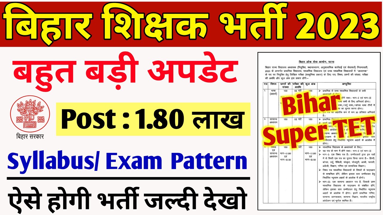 Bihar Super TET Syllabus जारी हुआ । Bpsc teacher syllabus 2023 । Bihar bpsc teacher syllabus ...