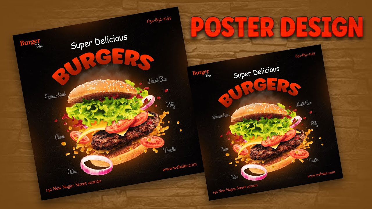 Fast Food Poster Design in Adobe Photoshop CC | Photoshop Tutorial ...