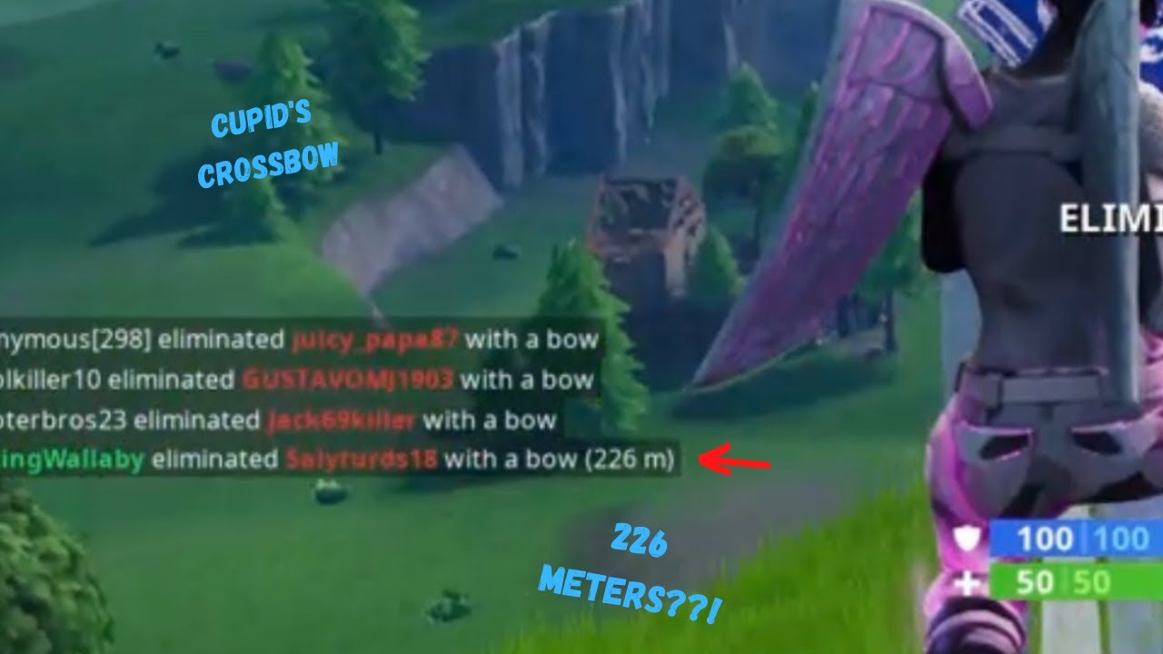 CUPID'S CROSSBOW 226 METERS?!! Fortnite Love Shot Gamemode - YouTube