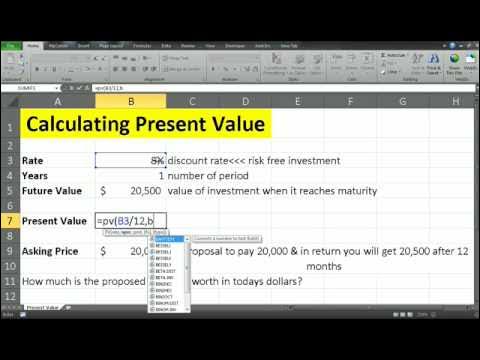 Financial Analysis- Calculating present value using excel (PV) - YouTube