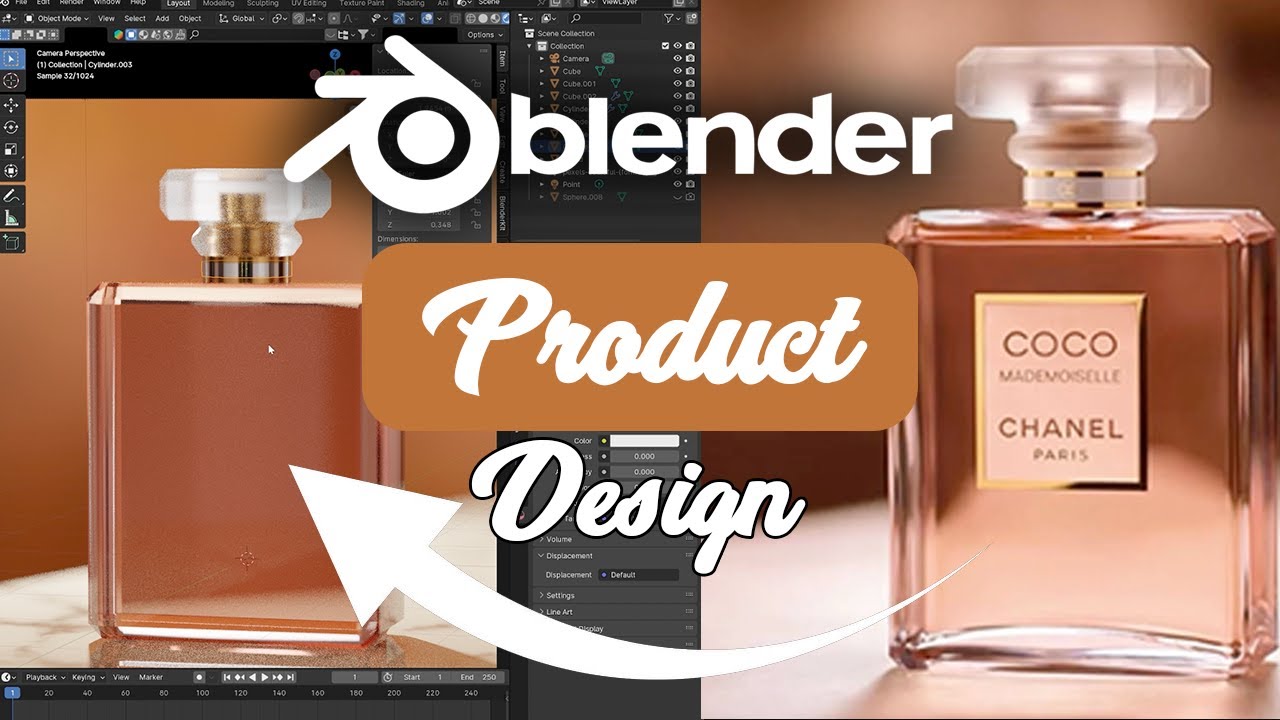 Blender Product Design: Coco Chanel Bottle - YouTube