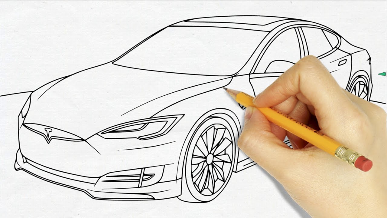 Drawing of Tesla with a pencil to music \ Doodle drawing to music - YouTube