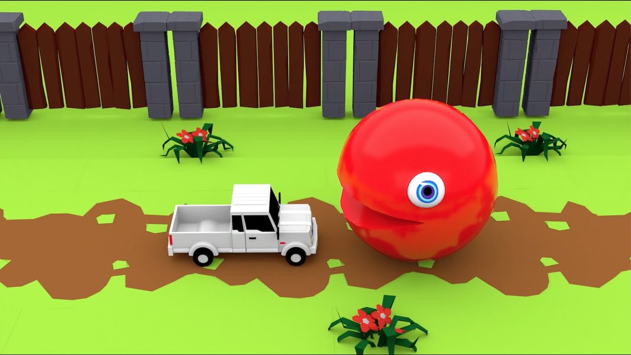 恐龙汽车颜色屋丨Dino Cars Color House 9.Bigmouth monsters are eating trucks on ...