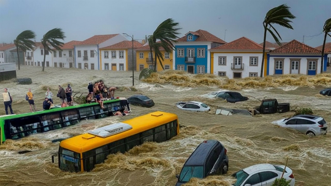 “Mass Chaos as Storm Leonardo Floods Southern Portugal — Homes, Cars ...