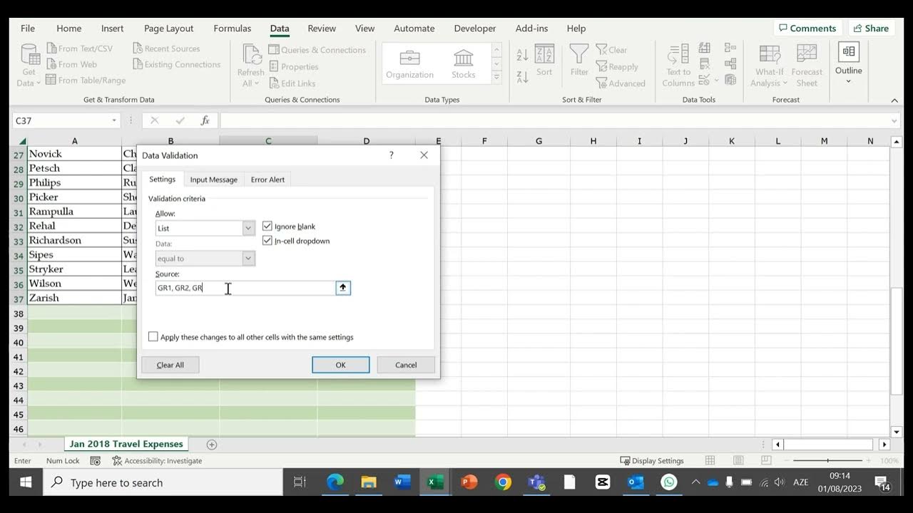 MOSE Dərs - 16 Configure dynamic data validation - YouTube