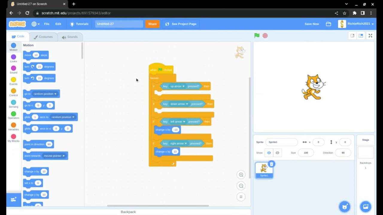 How to make a simple tag game on Scratch - YouTube