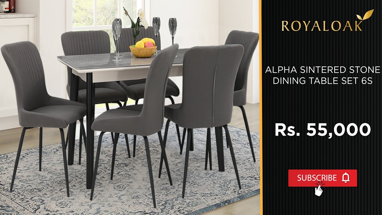 Royaloak | Alpha Sintered Stone Dining Table Set 6s - YouTube