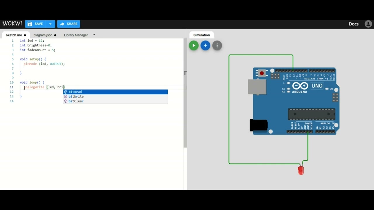 Arduino Simulation LED - Wokwi - YouTube