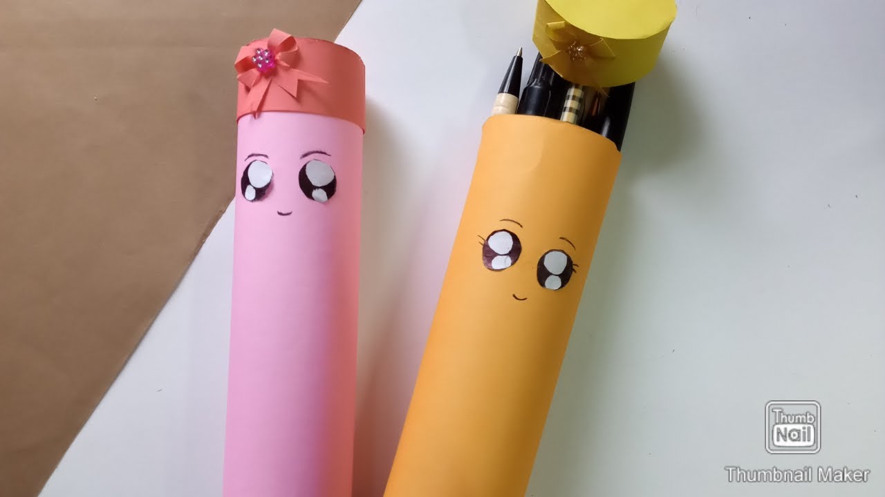 Paper Pencil Box || Cute Paper Craft || Craft Academy By Purobi - YouTube