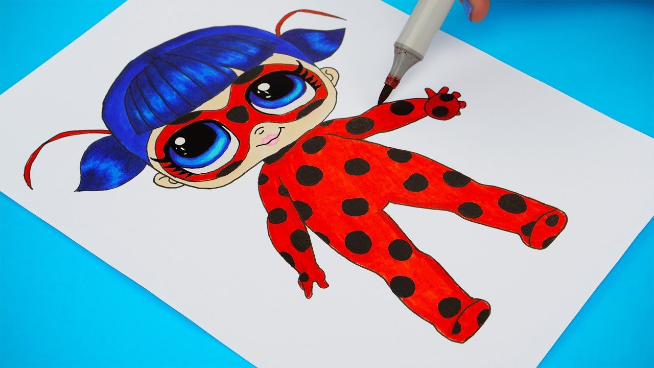 Miraculous Ladybug LOL Doll Drawing | How To Draw Kawaii Ladybug - YouTube