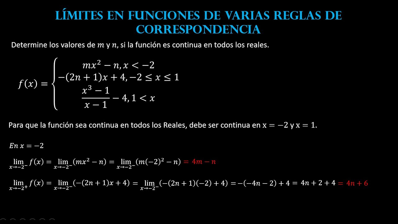 límites en funciones de varias reglas de correspondencia - Análisis ...