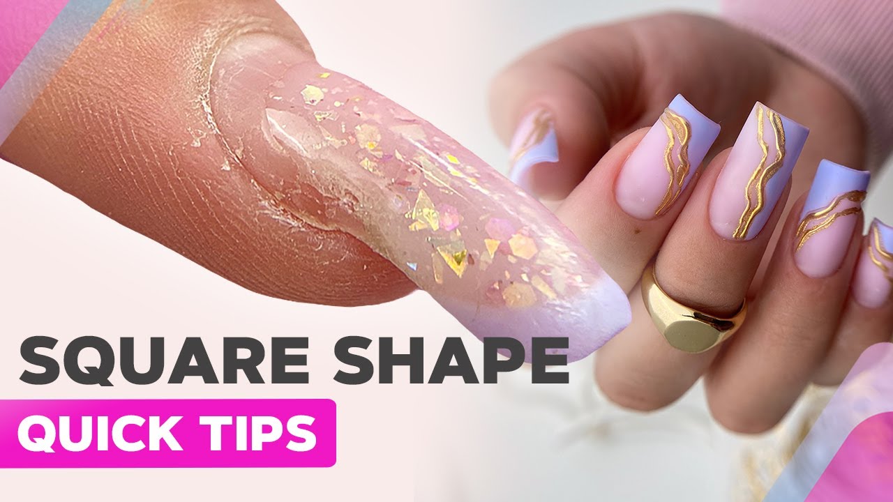 Mastering SHARP Square Nail Shape with Dual Forms | 3D Chrome Powder ...