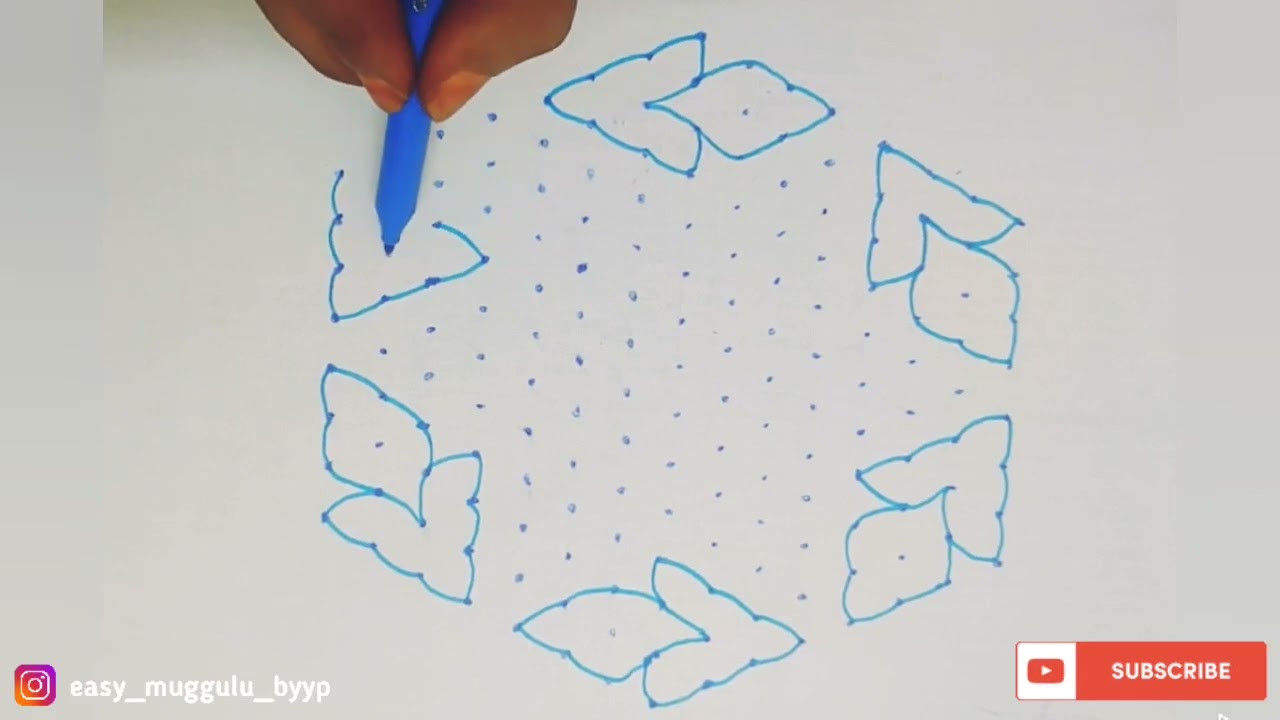 15 to 8 dots rangoli | kolam with dots 15 to 8 | 15-8 rangoli/kolam ...