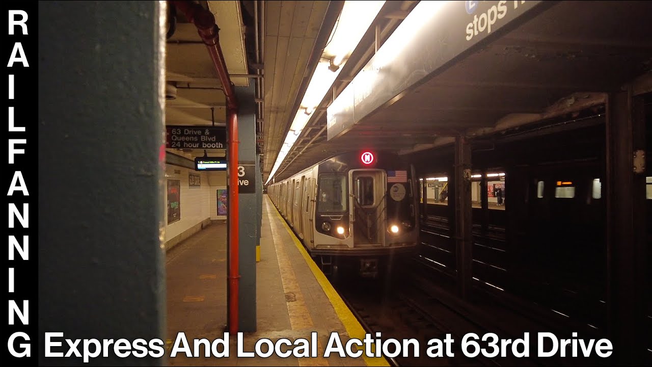 Express and Local Train Action at 63rd Drive | MTA NYC Subway - YouTube