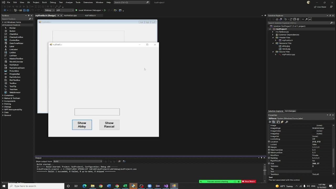 C++ project to display photo on picture box , name on labels - YouTube