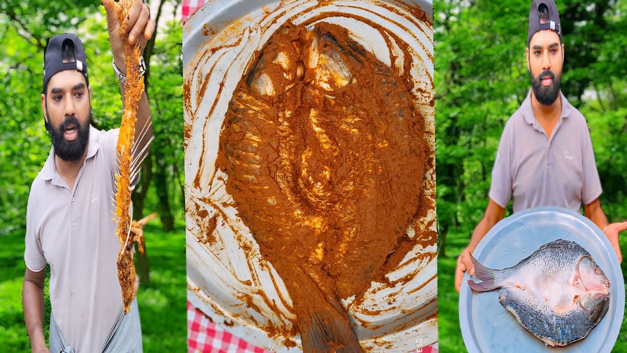 BIG RAHU FISH TAWA FRY RECIPE (katla fish tawa fry)#villagecooking# ...