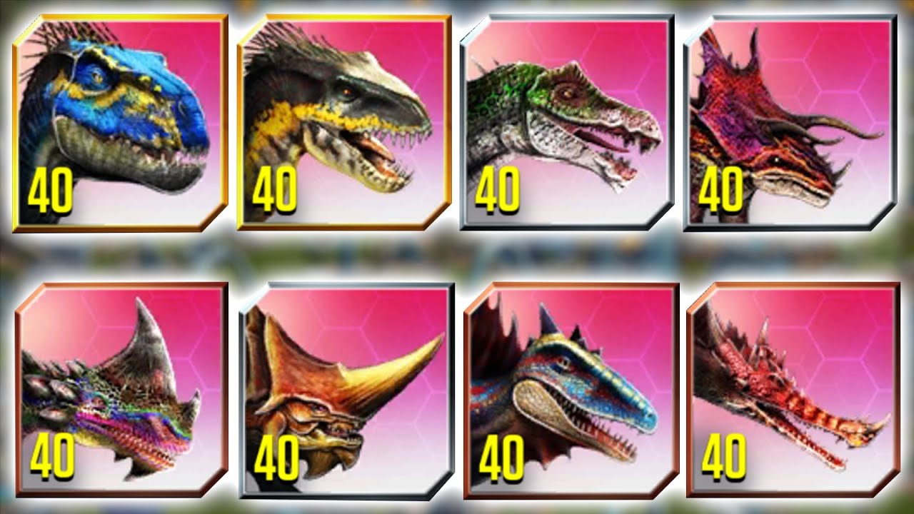 ALL SUPERHYBRIDS UNLOCKED MAX LEVEL 40 | Jurassic World: The Game - YouTube