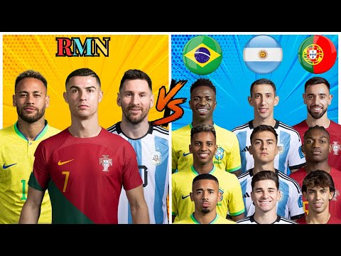 Ronaldo Messi Neymar 🆚 Brazil Argentina Portugal 🔥 Trio Comparison 💪