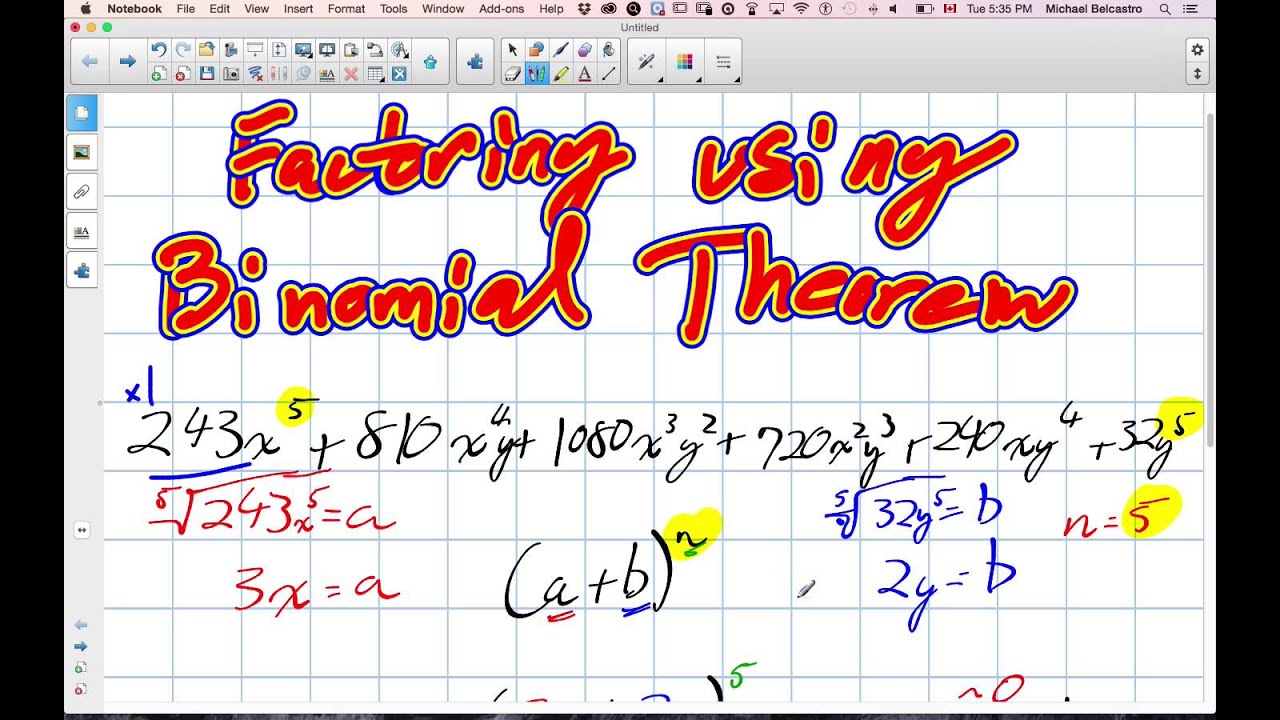 Factoring Using Binomial Theorem Grade 12 Data Management Lesson 4 5 10 ...