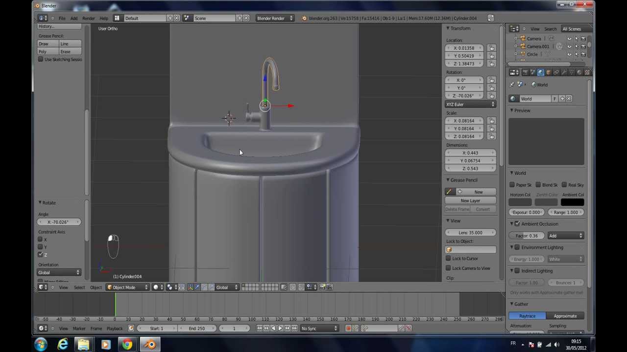 Tutoriel Blender 2.63 modelisation d'un meuble de salle de bain - YouTube