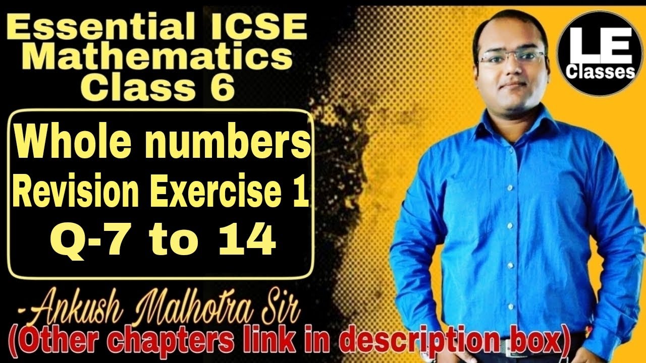 Whole numbers Revision exercise 1 ICSE class 6 maths Chapter 3 ...