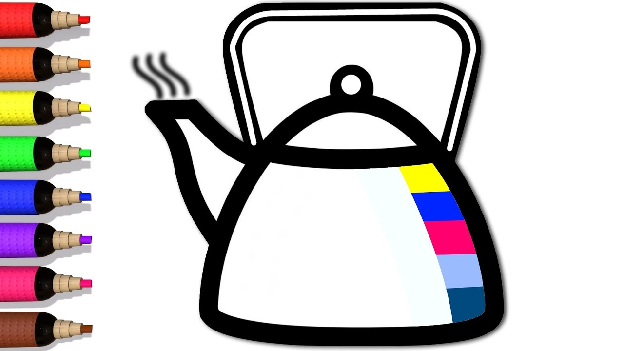 How to Draw tea set and Learn Color, Painting, Drawing and Glittering ...