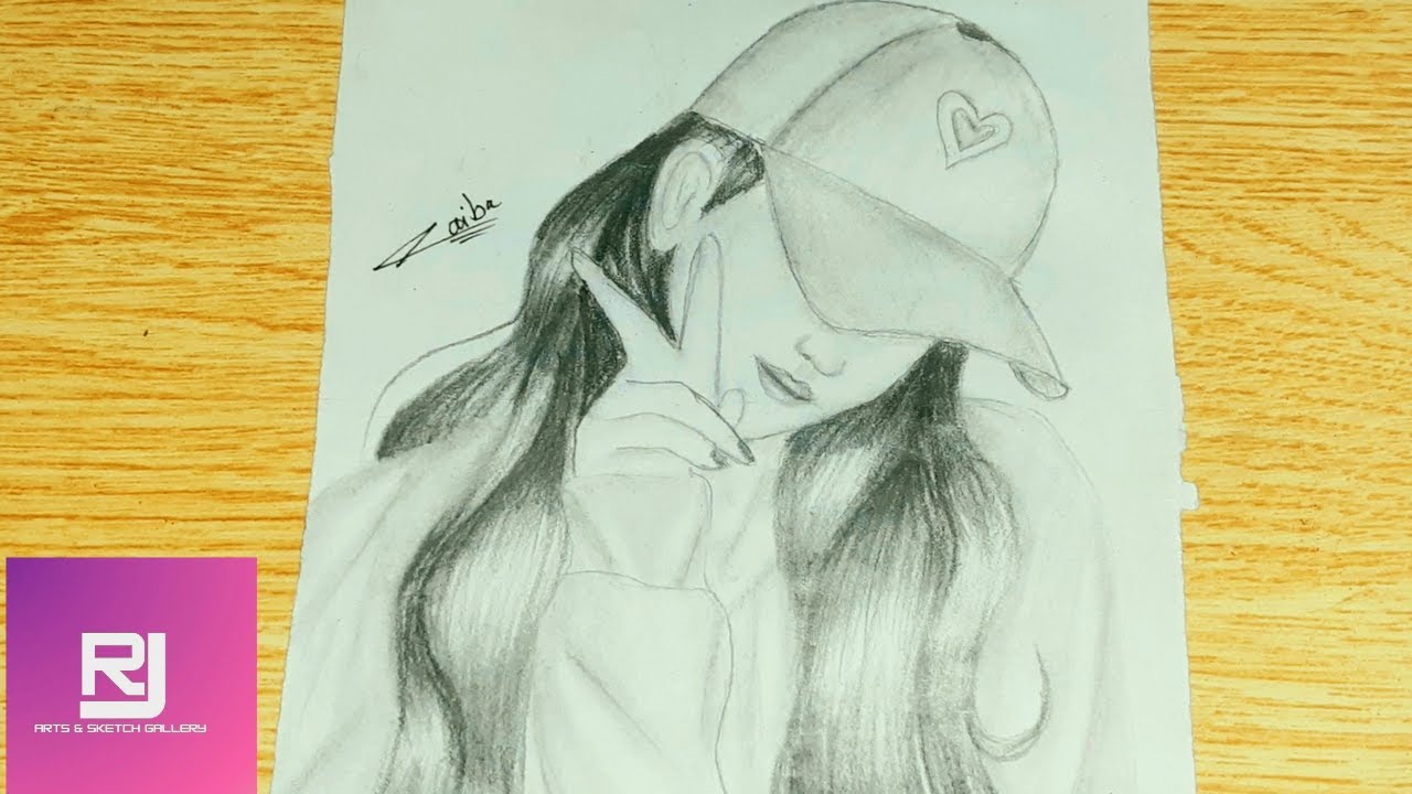 How to draw girl with cap for beginners| beautiful girl with cap ...