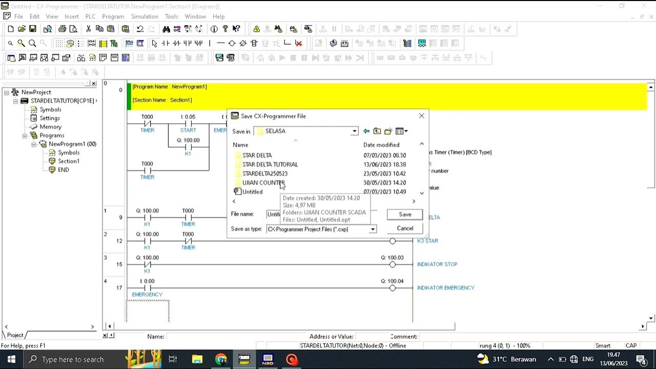 TUTORIAL MEMBUAT RANGKAIAN STAR DELTA PLC SCADA MENGGUNAKAN SOFTWARE CX ...