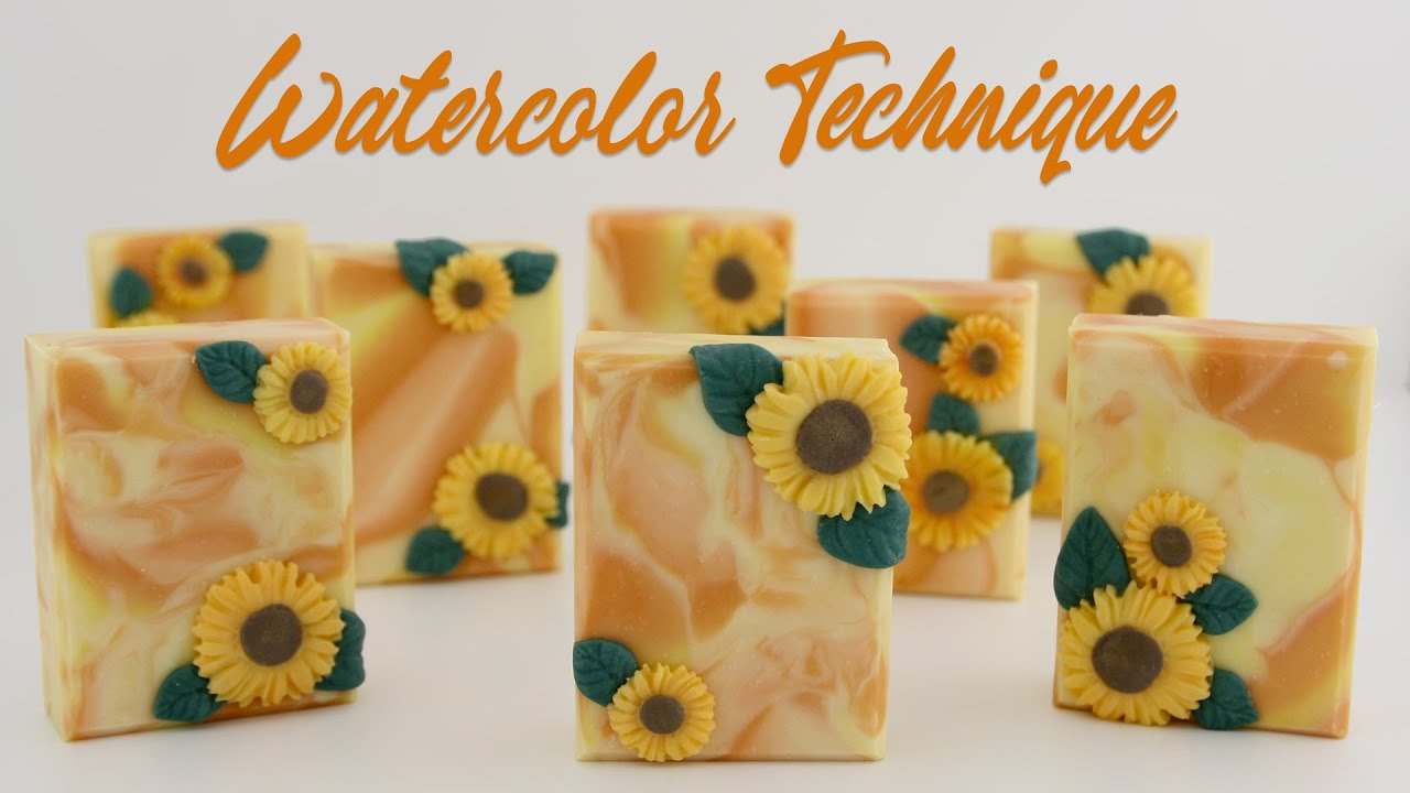 Watercolor Cold Process Soap Technique: Sunflower Theme - YouTube