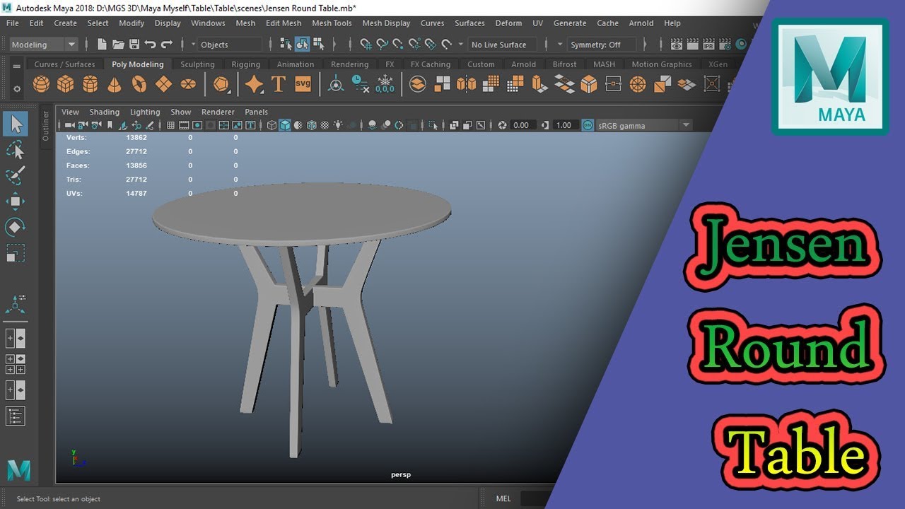 How to Modeling Jensen Round Table in Maya 2018 - YouTube