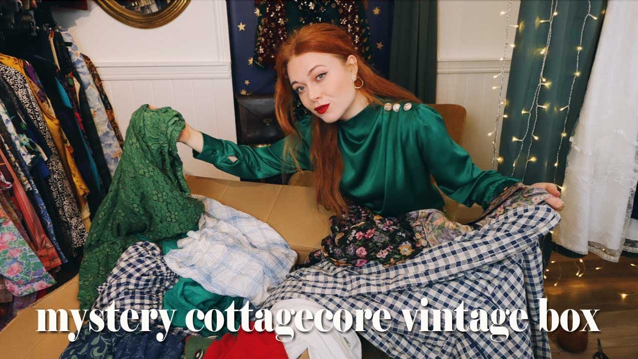massive vintage cottagecore mystery box | unboxing & try on - YouTube