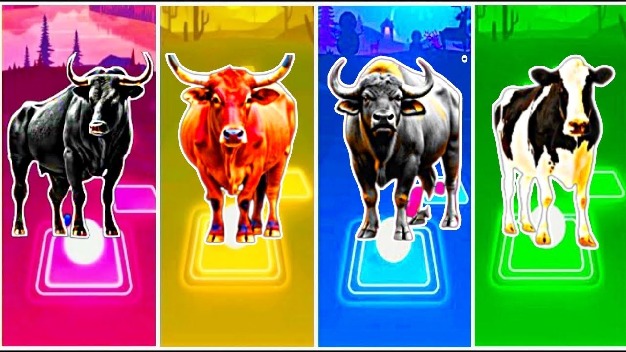 Tiles Hop - Funny Bull 🆚 Funny Cow 🆚 Buffalo 🆚 Cow 🎶 Tiles Hop EDM Rush ...