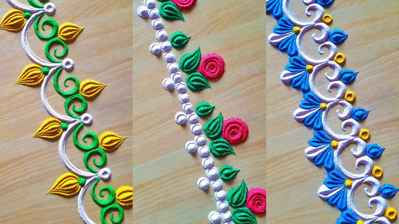 5 Border Rangoli Designs. Simple White Rangoli. Rangoli Border Designs ...