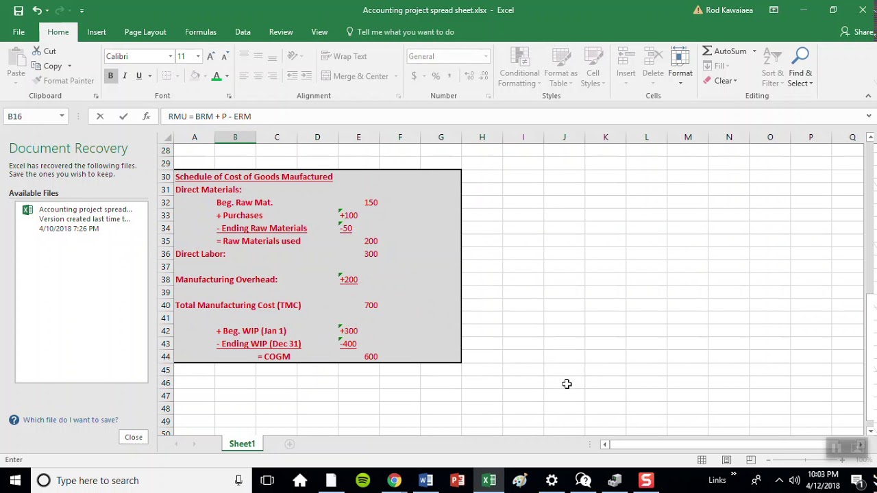 Accounting 202 Project Cost of Goods Sold - YouTube