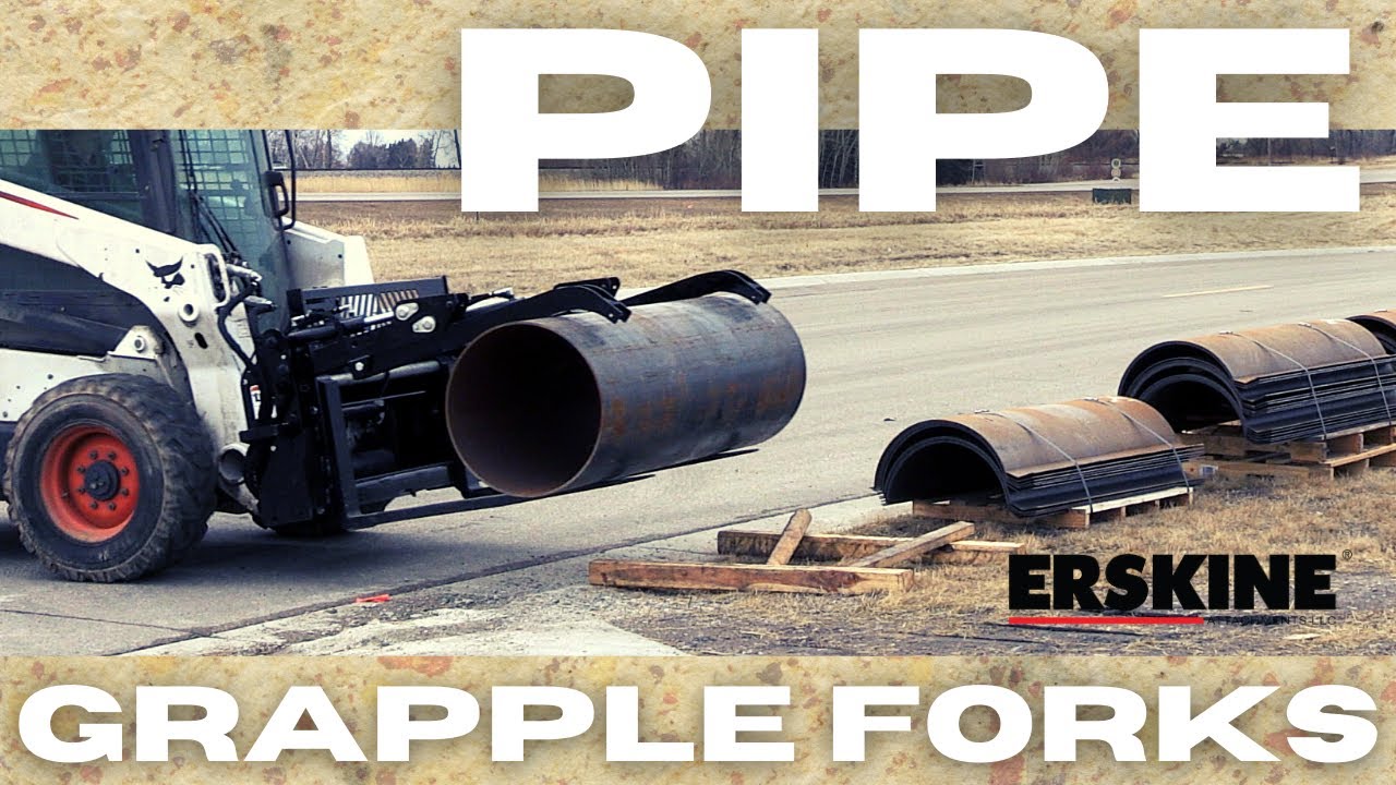 Pipe Grapple Forks for skid steer in action - YouTube
