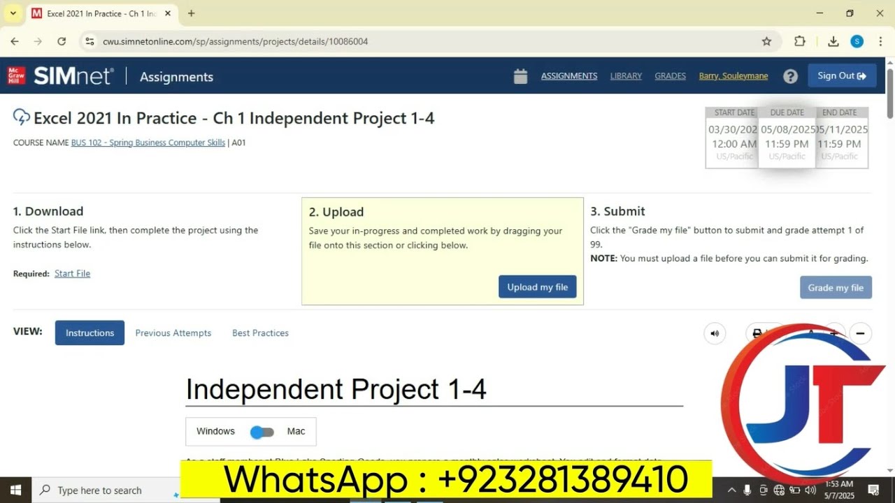 Excel 2021 In Practice Ch 1 Independent Project 1-4|SIMnet| Independent ...