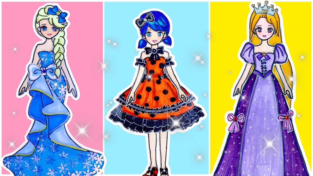 [Tutorial] How To Make Paper Doll 🎨 Elsa, Lady Bug, Rapunzel Drawing ...