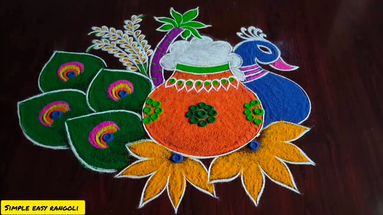 Pongal special rangoli (3×2) dot's... - YouTube