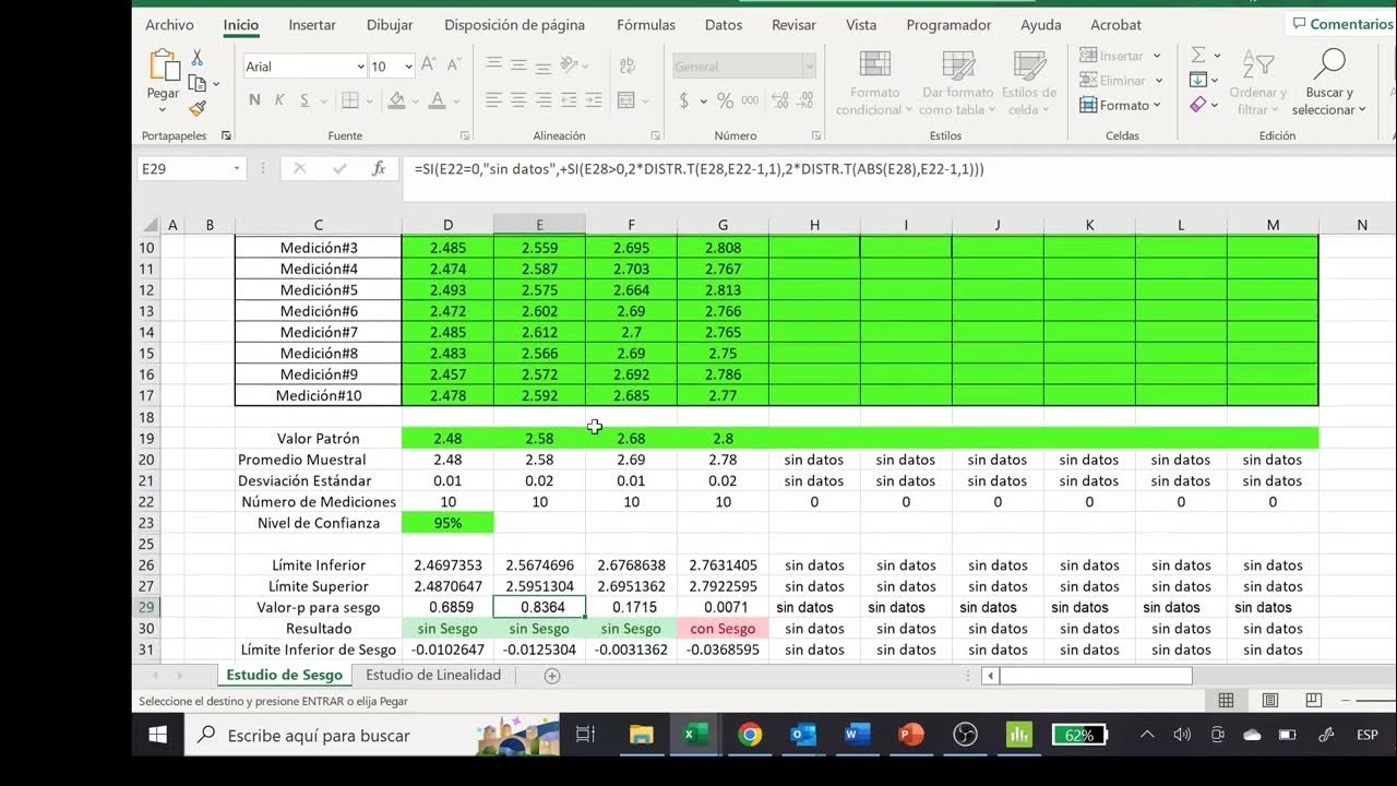 Estudio de Linealidad Sesgo Ejemplo1 - YouTube