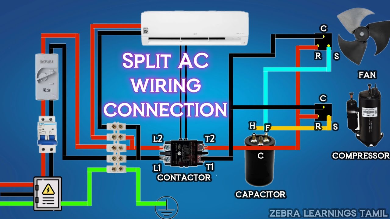 Split Ac Wiring Diagram Tamil Animation Hvac Electrical Youtube