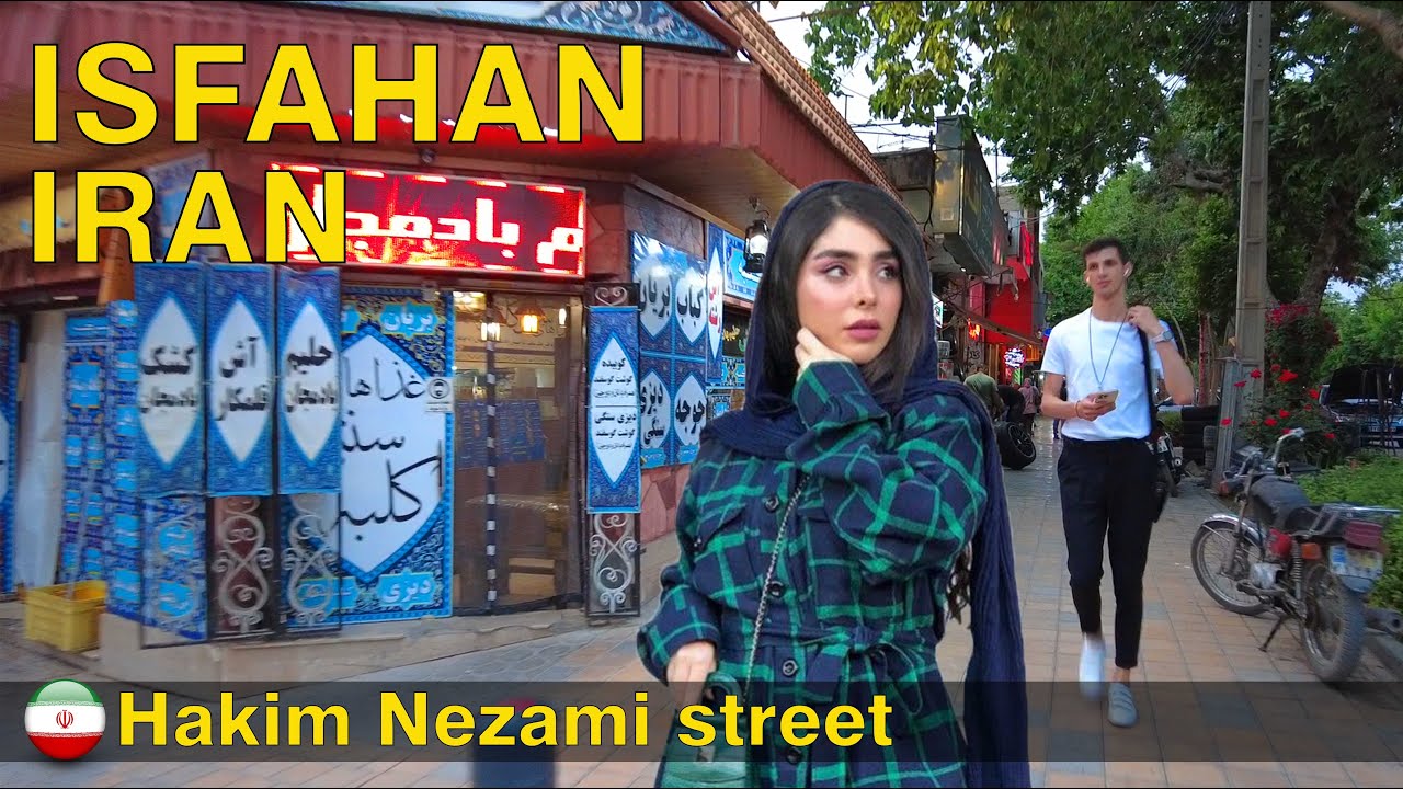 ISFAHAN iran 2022 | Afternoon walk on Hakim Nezami street | خیابان حکیم ...