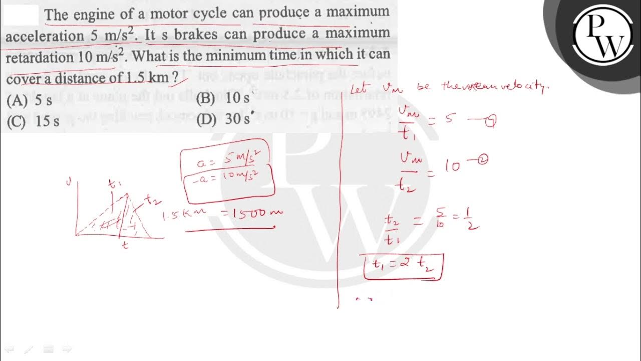 The engine of a motor cycle can produce a maximum acceleration \( 5 \mathrm{~m} / \mathrm{s}^{2 ...