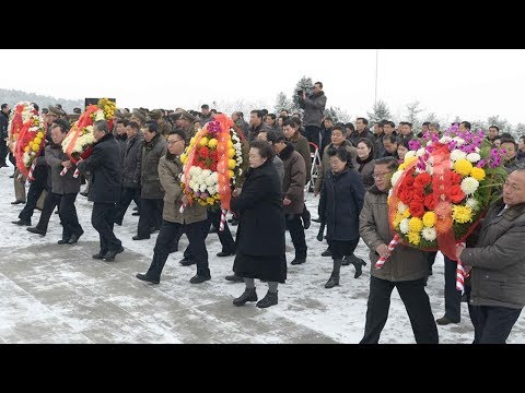 Wreaths Laid at Bust of Kim Jong Suk
