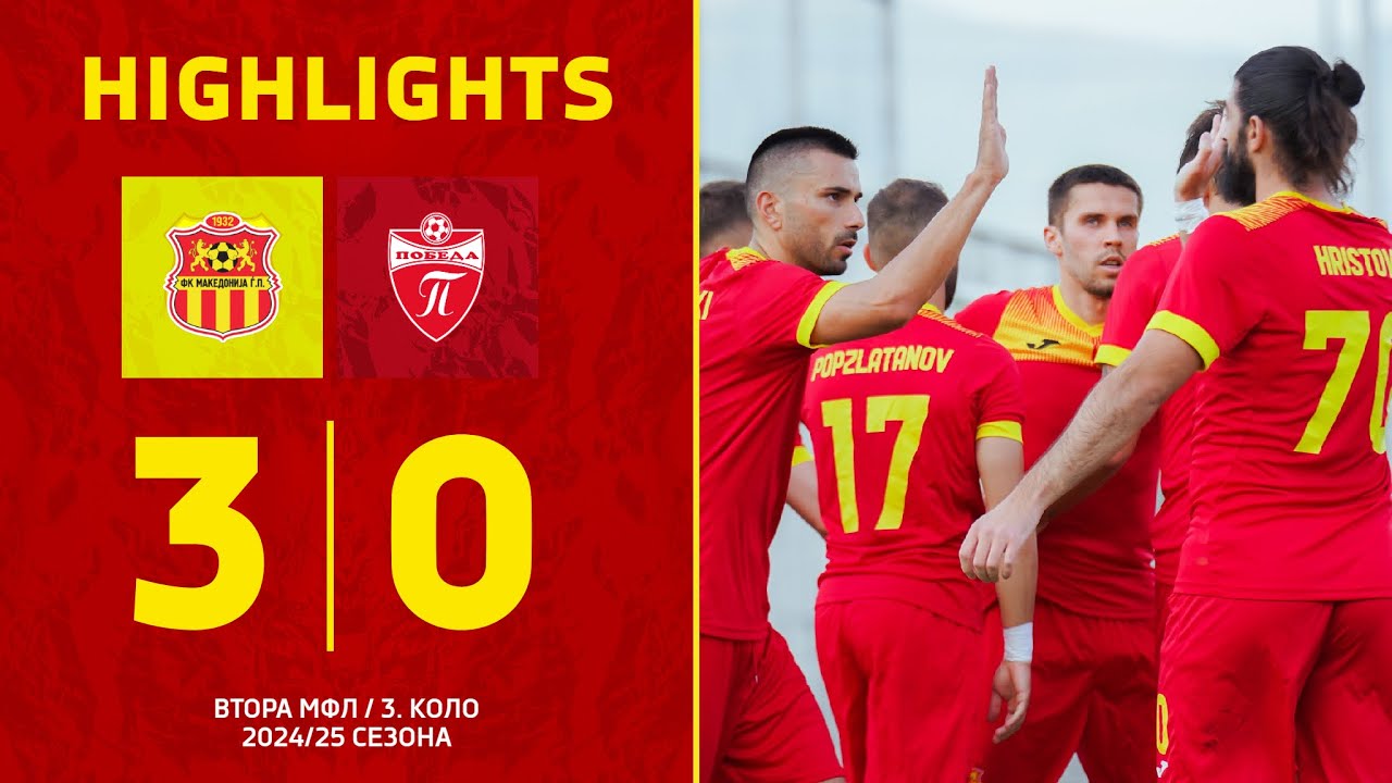 HIGHLIGHTS | FK Makedonija GP 3:0 FK Pobeda | 2.MFL - Matchday 3 - YouTube