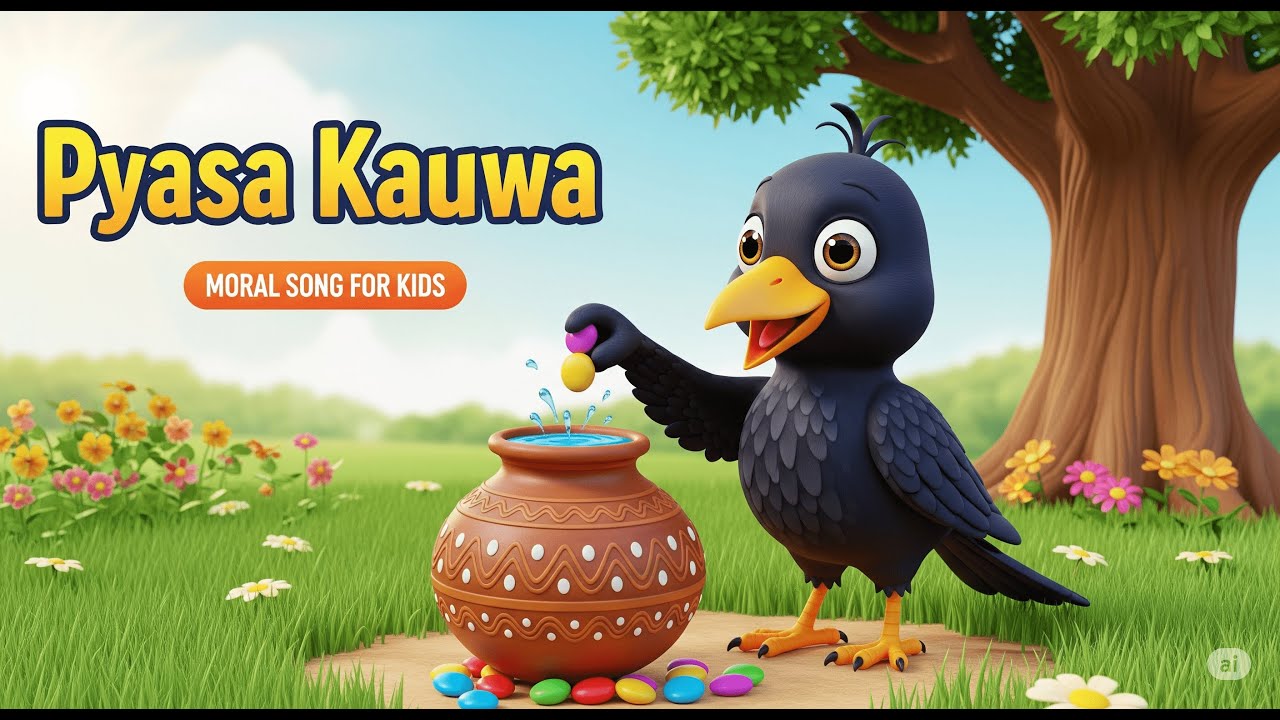 प्यासा कौवा | Pyaasa Kauwa Story Song in Hindi | Moral Song for Kids ...
