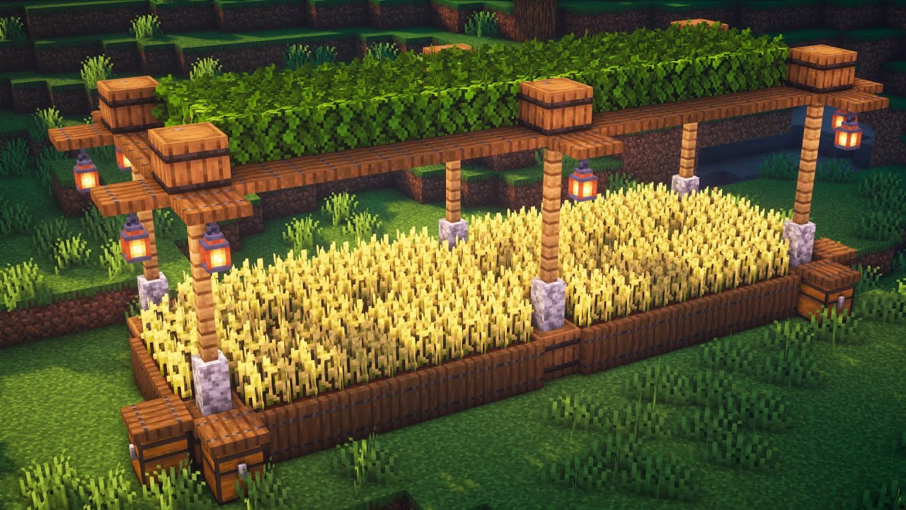 Very Simple Small Wheat Farm For Starter Survival Minecraft (Tutorial ...