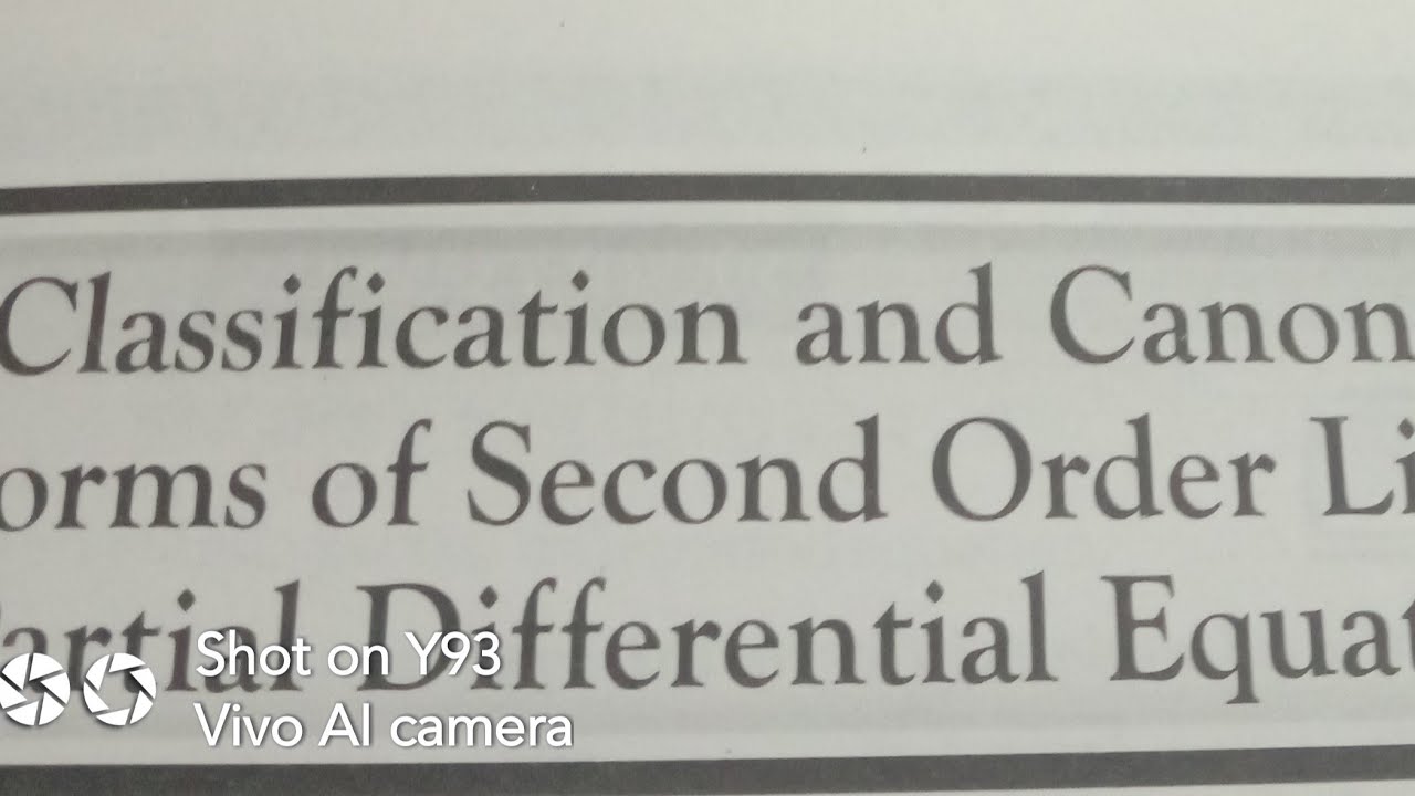 Classification and Canonical forms of second order linear PDE - YouTube